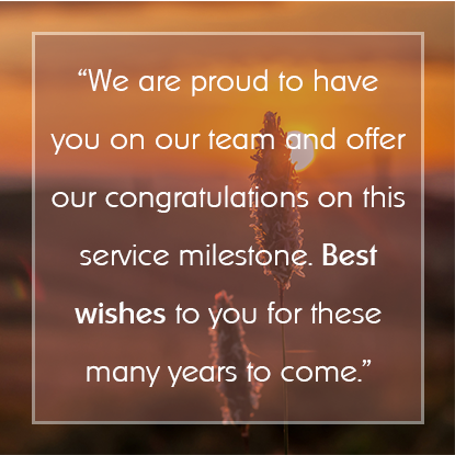 Sample Employee Appreciation Messages for Years of Service Awards